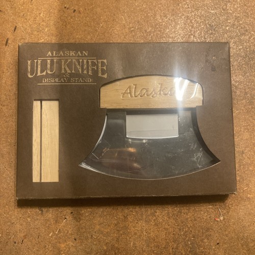 Alaskan Ulu Knife & Display Stand Stainless Steel Blade Slice Cut Chop ...