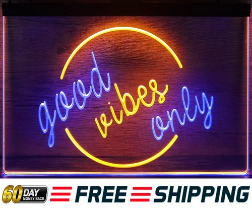 Good Vibes Only LED Neon Light Sign Bedroom Man Cave Display Wall Art ...
