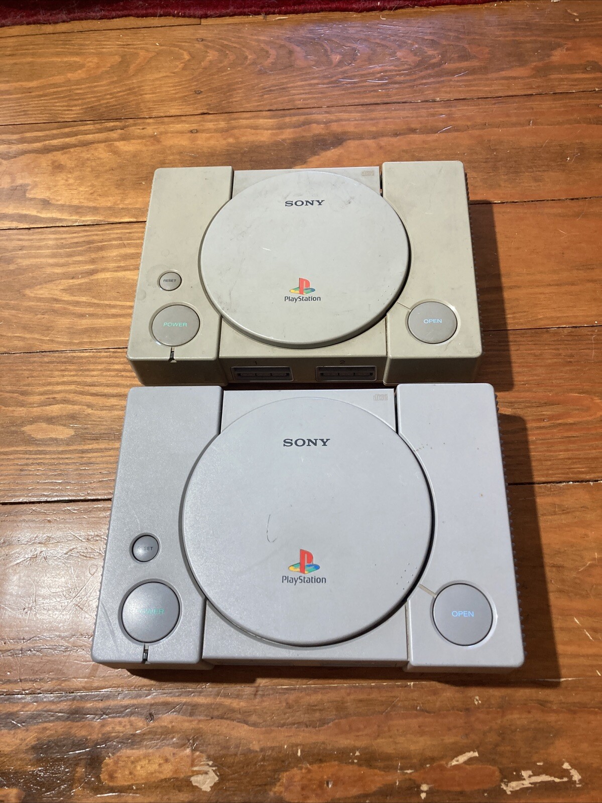 Lot of 2 PlayStation 1 PS1 Consoles For PARTS OR REPAIR Both power up ...
