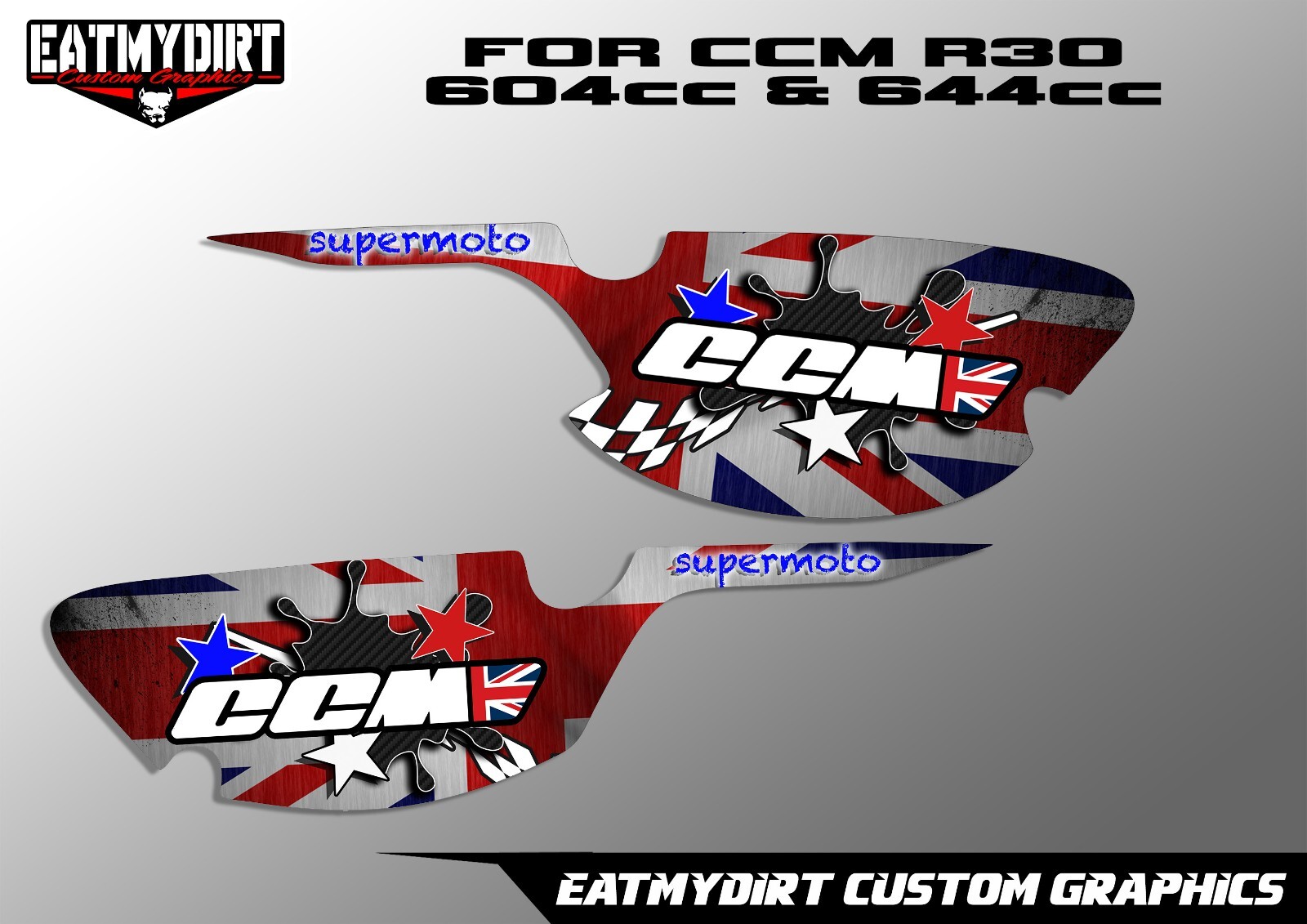 FOR CCM R30 604cc 644cc SIDE NUMBER PANEL GRAPHICS DECALS MX MOTOCROSS ...