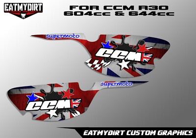 FOR CCM R30 604cc 644cc SIDE NUMBER PANEL GRAPHICS DECALS MX MOTOCROSS ...