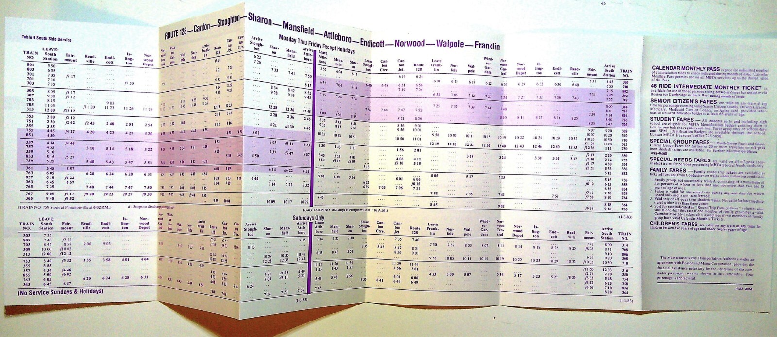 MBTA Commuter Rail Time Table Attleboro/Framingham/Franklin Eff Jan. 3 ...