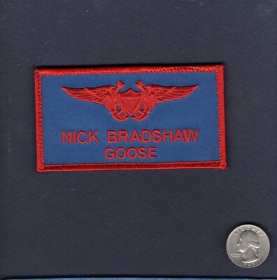 Nick GOOSE Bradshaw TOP GUN MOVIE Costume Name Tag US Navy Squadron ...