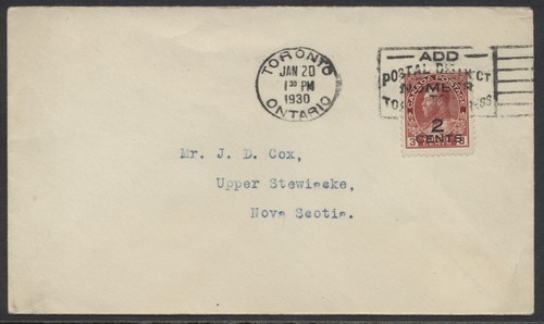 1930 #140 2c on 3c Admiral Provisional On Cover Toronto to Upper ...