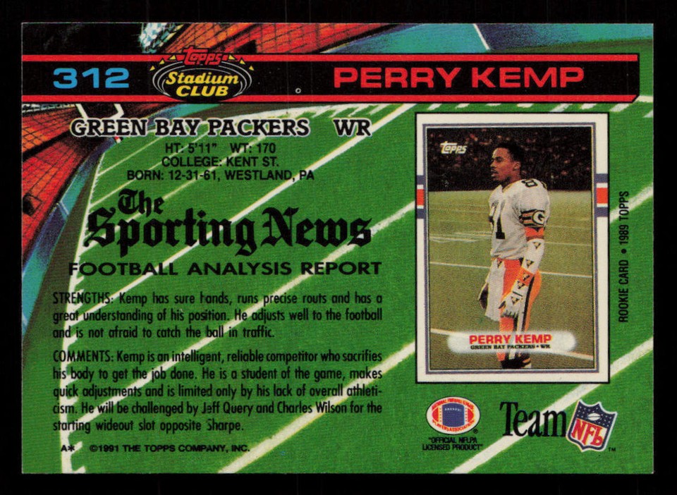 1991 Stadium Club #312 Perry Kemp Green Bay Packers Football Card | eBay