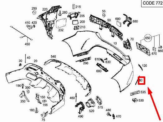 Mercedes-Benz GLE W166 - W292 2016-2018 Rear Bumper Trim Bar Molding ...