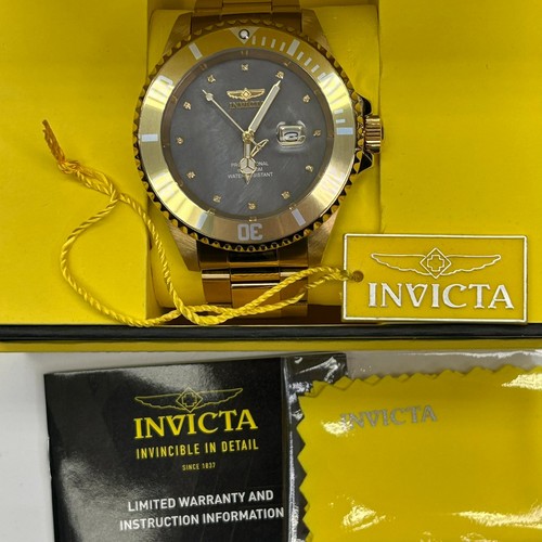 Invicta Pro Diver Tritnite Wristwatch Model 34153 Gold-Tone 200M Water ...