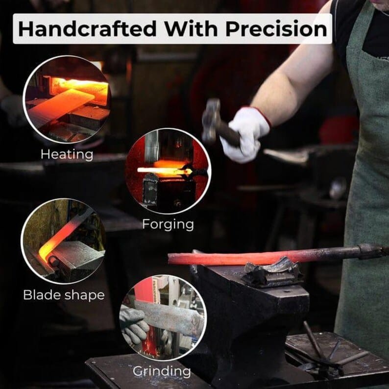 Hand-Forged 52100 Carbon Steel Splitting Froe with Ash Handle & Sheath ...
