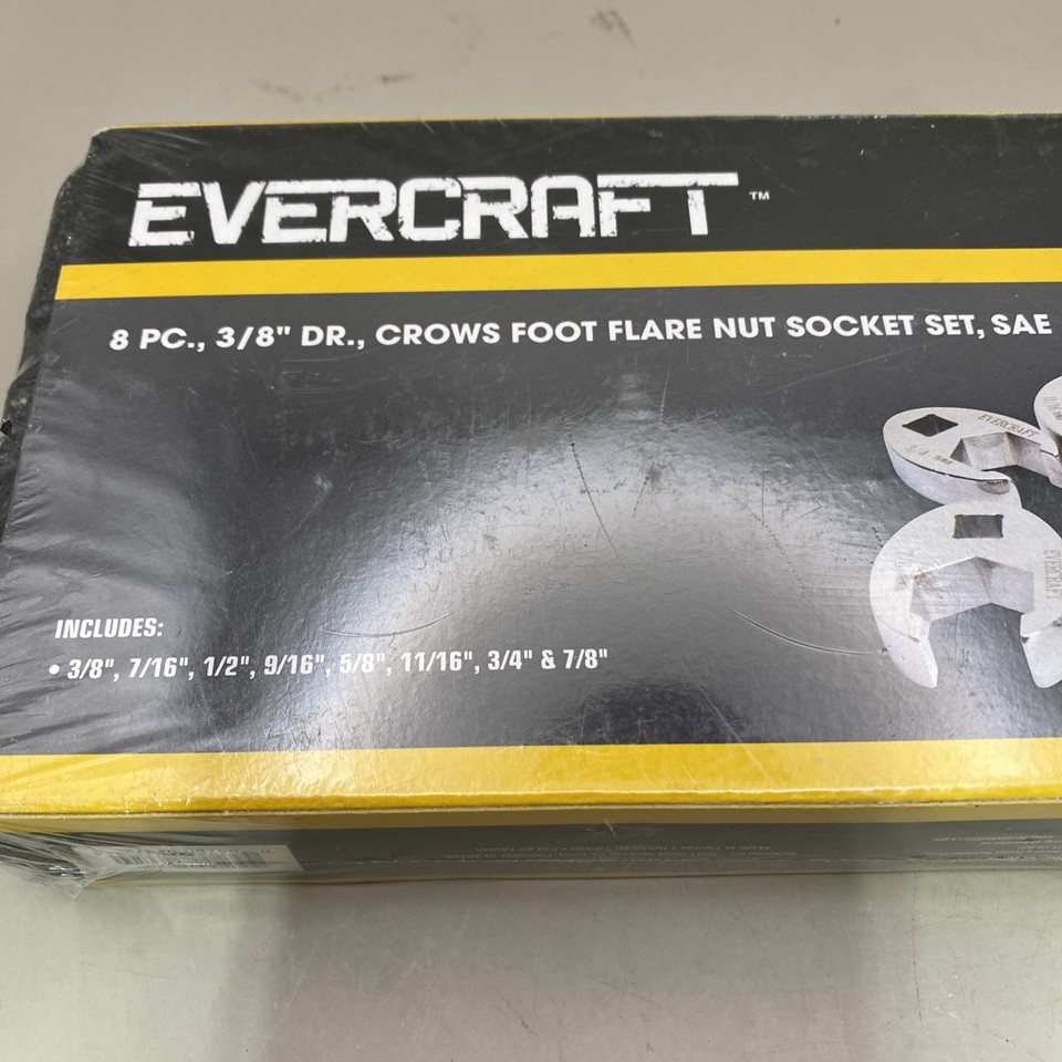 Evercraft Hand Tools 8pc. 3/8 Dr. Crows Foot Flare Nut Socket Set, SAE ...