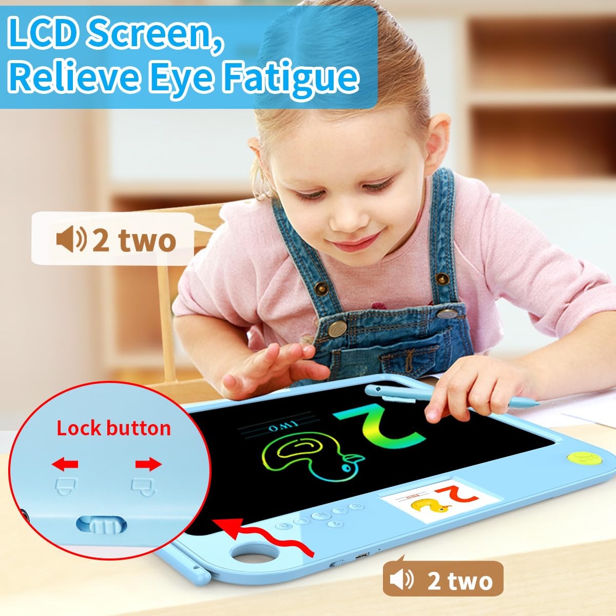 16 Inch LCD Learning Tablet Autism Toys for Kids 5-7 Dual-Screen Pad ...