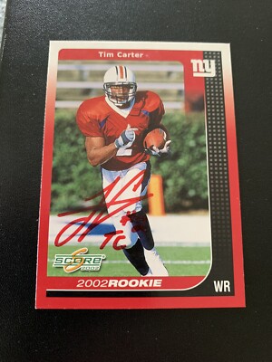 Tim Carter Signed 2002 Score #288 Rookie Card New York Giants Autograph ...