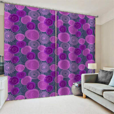 Purple Circle Line Alignment Printing 3D Blockout Curtains Fabric ...