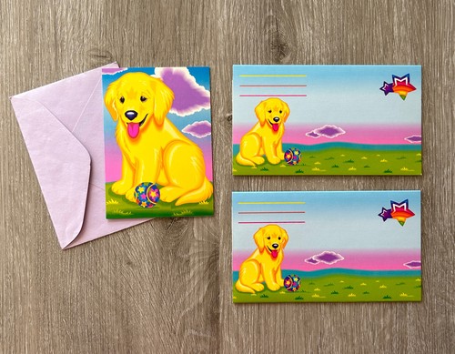 Vtg Lisa Frank Casey Yellow Lab Dog 2 Postalettes & 1 Note Card ...