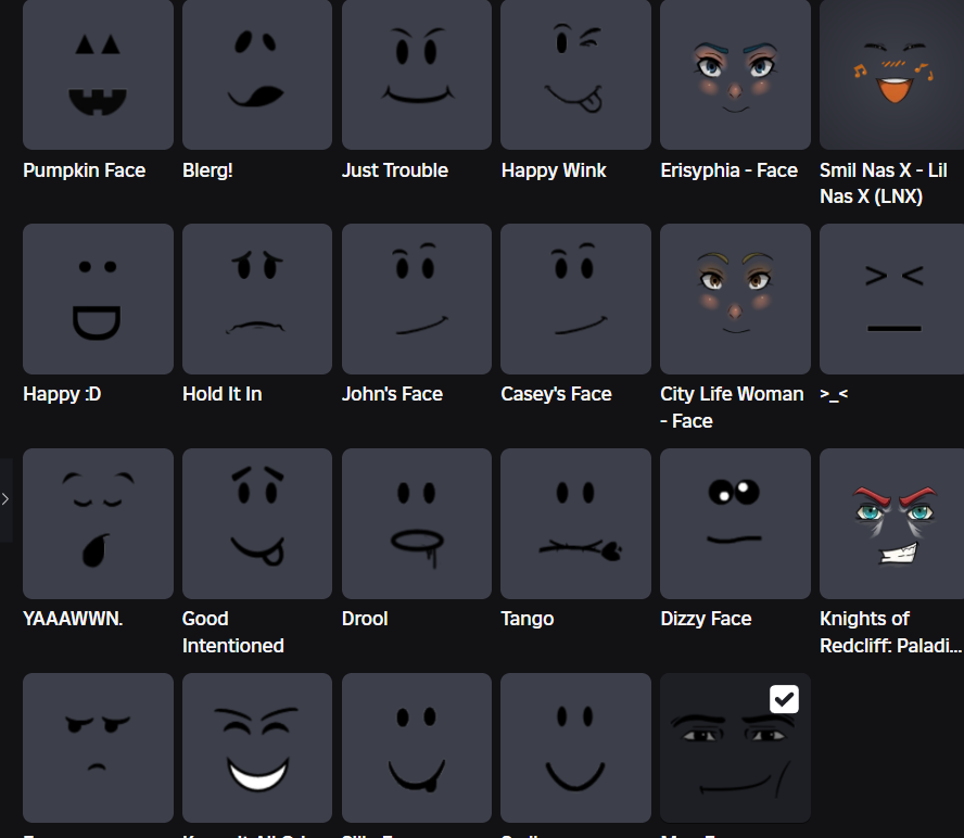 Roblox acc: Off Sale Faces, Off Sale Items And A Varient Of Super Happy ...
