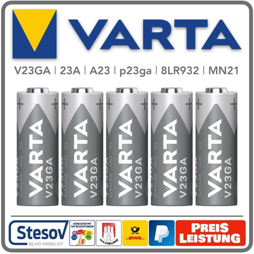 5 Alkaline Battery VARTA 23A 12V Volt p23ga 8LR932 Mn21 V23GA A23 Ø10 ...