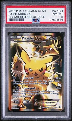 2016 POKEMON XY PROMO XY124 FULL ART/PIKACHU EX RED & BLUE COLLECTION ...