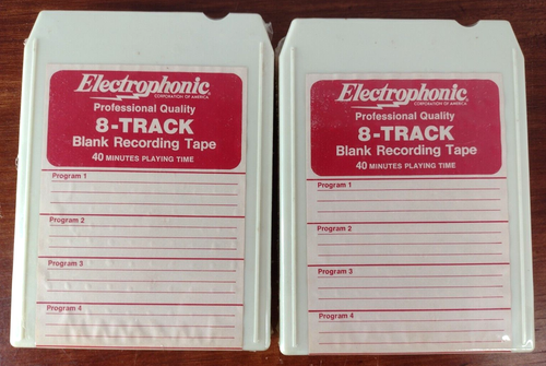 2 VTG NOS Sealed Electrophonic 8 Track Blank Recording Tapes 40 Minutes ...
