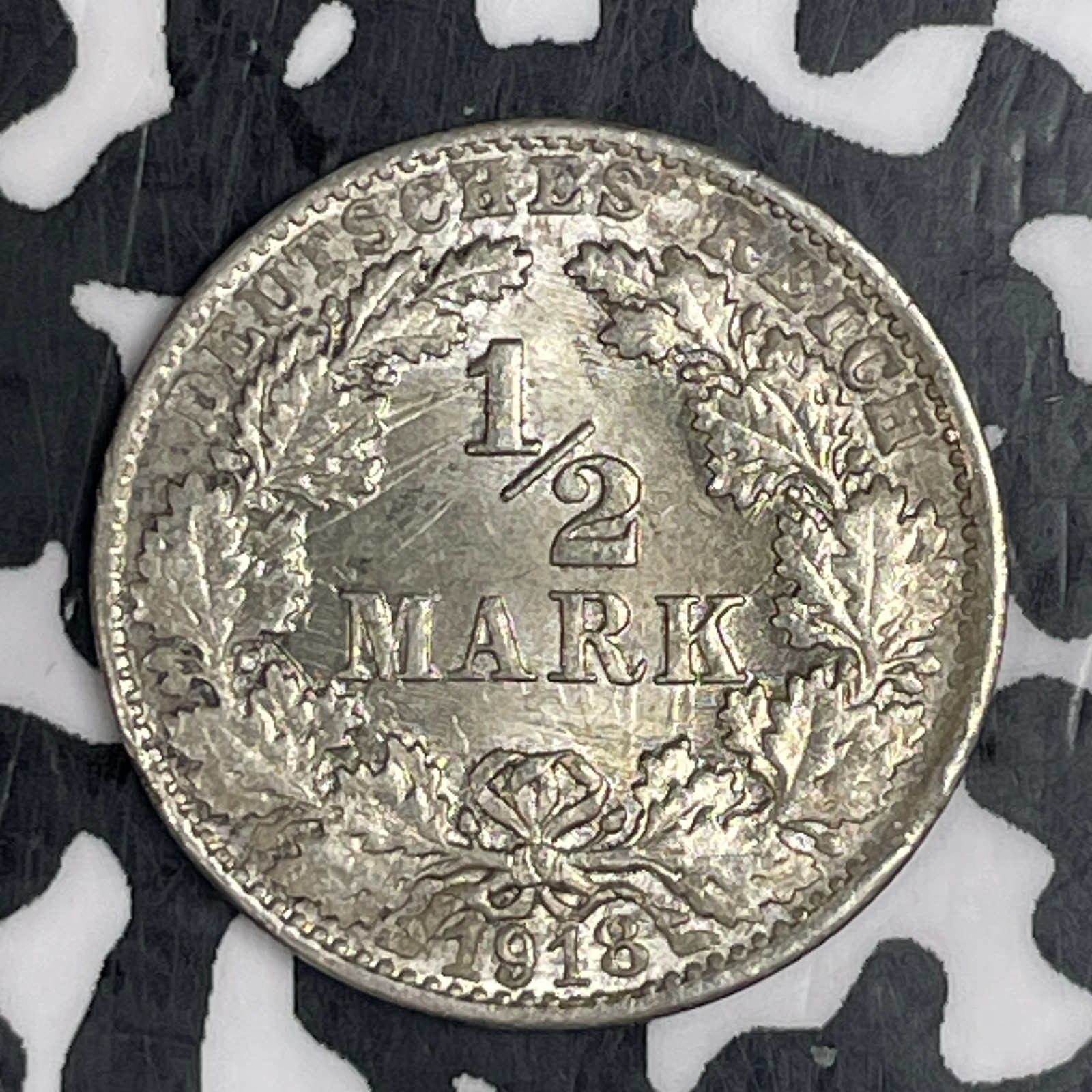 1918-F Germany 1/2 Mark Half Mark Lot#C8815 Silver! High Grade ...