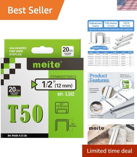 T50 Staples, 1/2 Inch Heavy Duty Staples for Staple Gun, 20 Gauge 3/8 ...