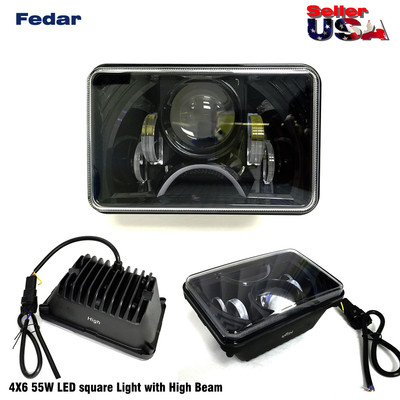 55W Led Light Bar square Light with high Beam For Jeep Wrangler JK | eBay