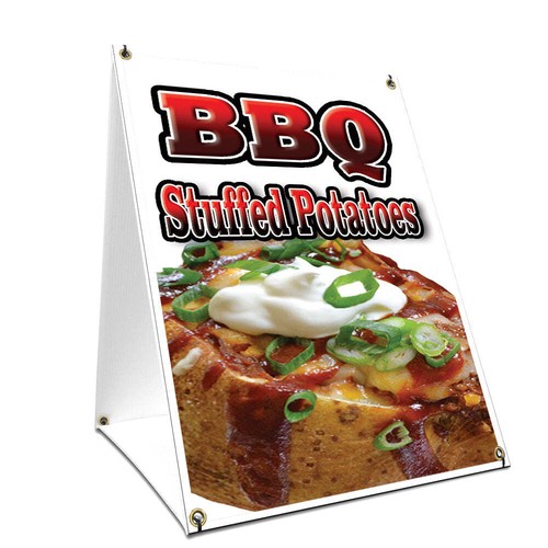A-frame Sidewalk Barbecue Stuffed Potatoes Sign With Graphics On Each ...