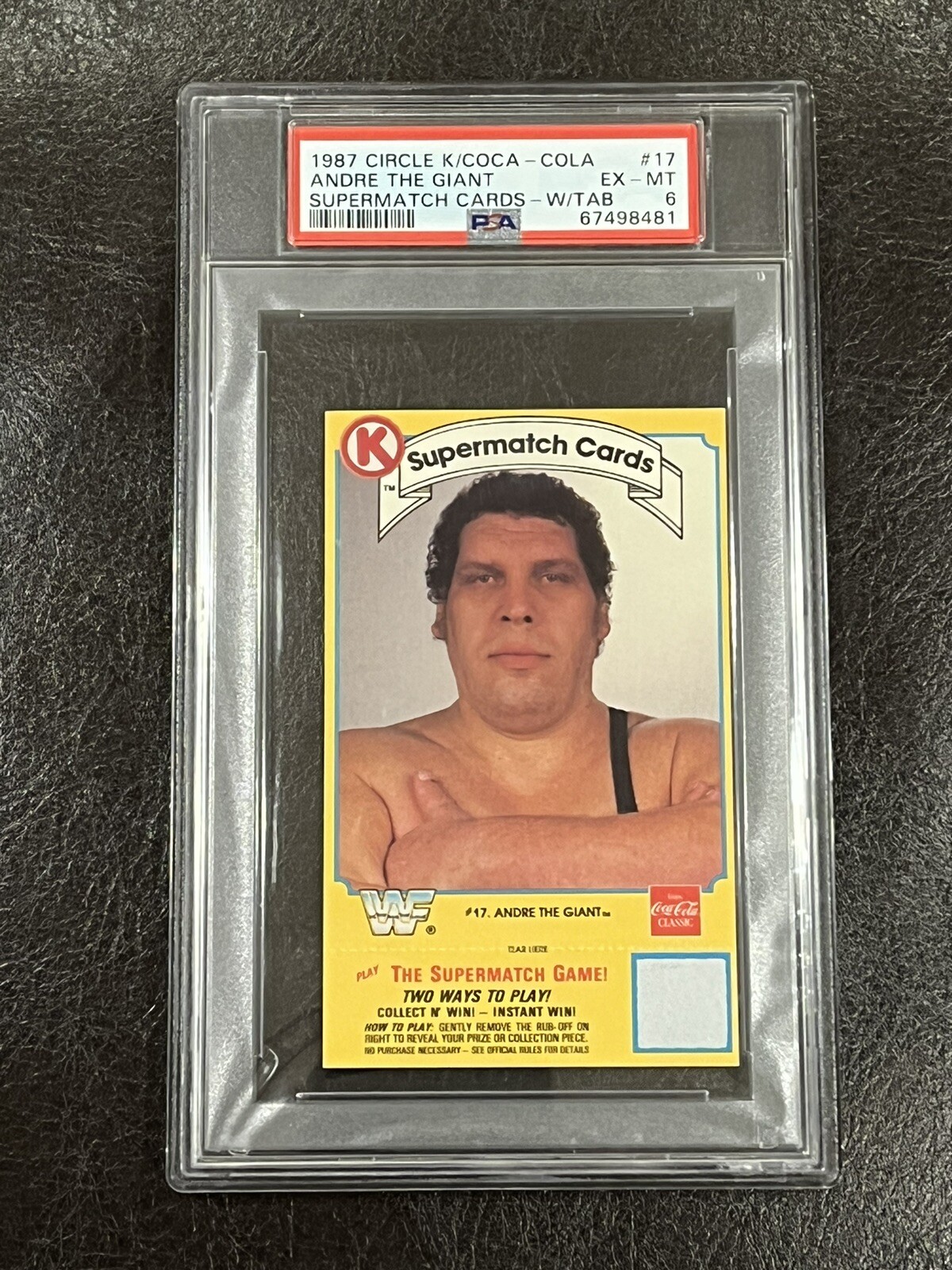 1987 Circle K Coca-Cola Andre The Giant Supermatch Cards W/TAB #17 PSA ...