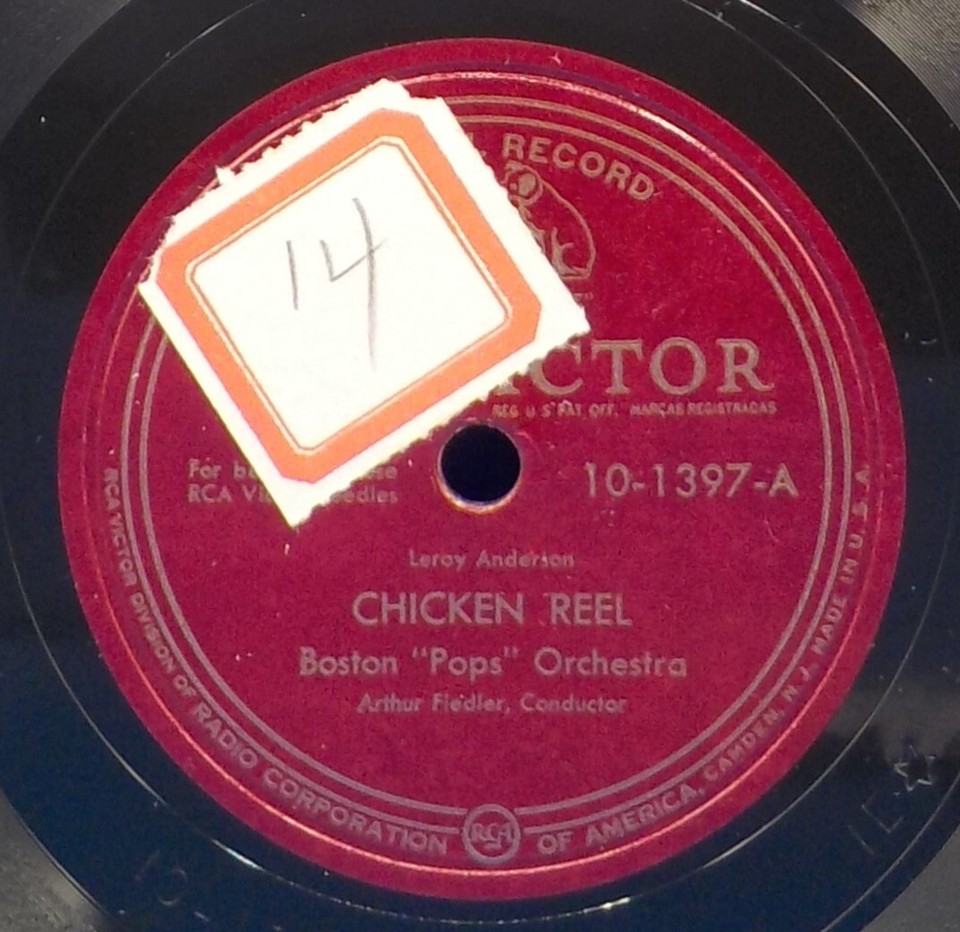 Boston Pops Orchestra, Arthur Fiedler 78 Chicken Reel / Fiddle Faddle E ...