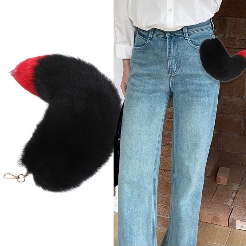 Animal Tail Keychain Faux Furs Tail Pendant Long Tail Pendant Keyring ...