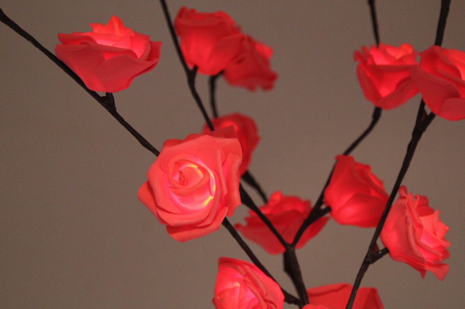 Red Rose Stick Stem Bunch Room Wedding Table Decoration Lights 20 ...
