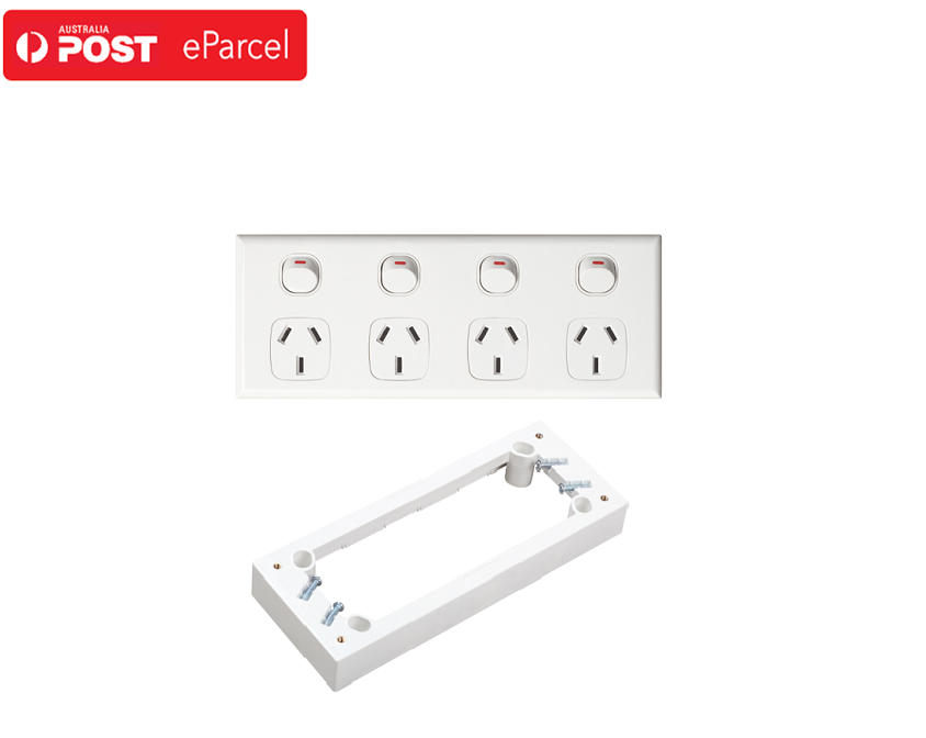 Quad 4 Gang Power Point Outlet Socket GPO Surface socket Mount ...