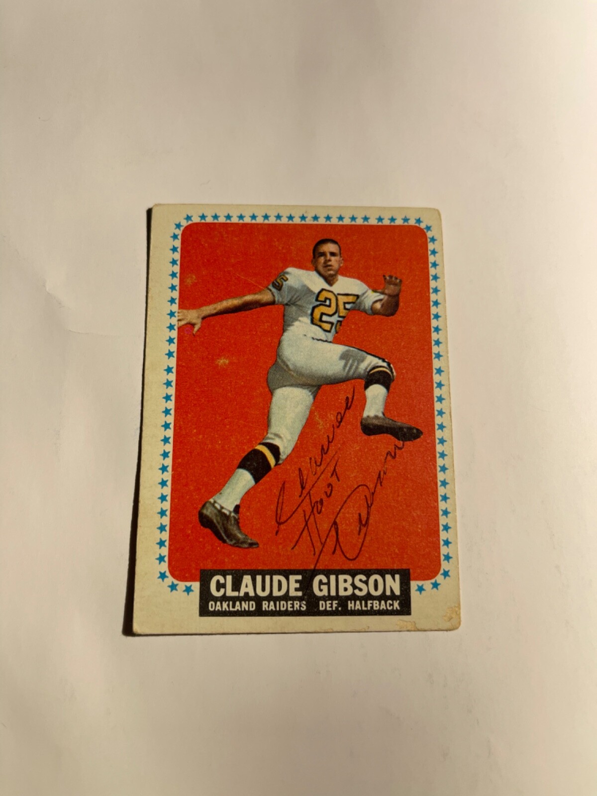 Oakland Raiders CLAUDE GIBSON Signed Card | eBay