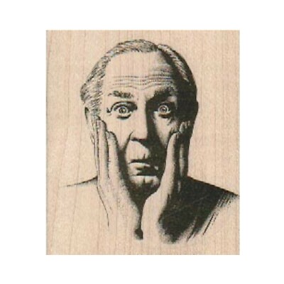 Mounted Rubber Stamp, Man With Hands On Face, Shocked Man Stamp, Man ...