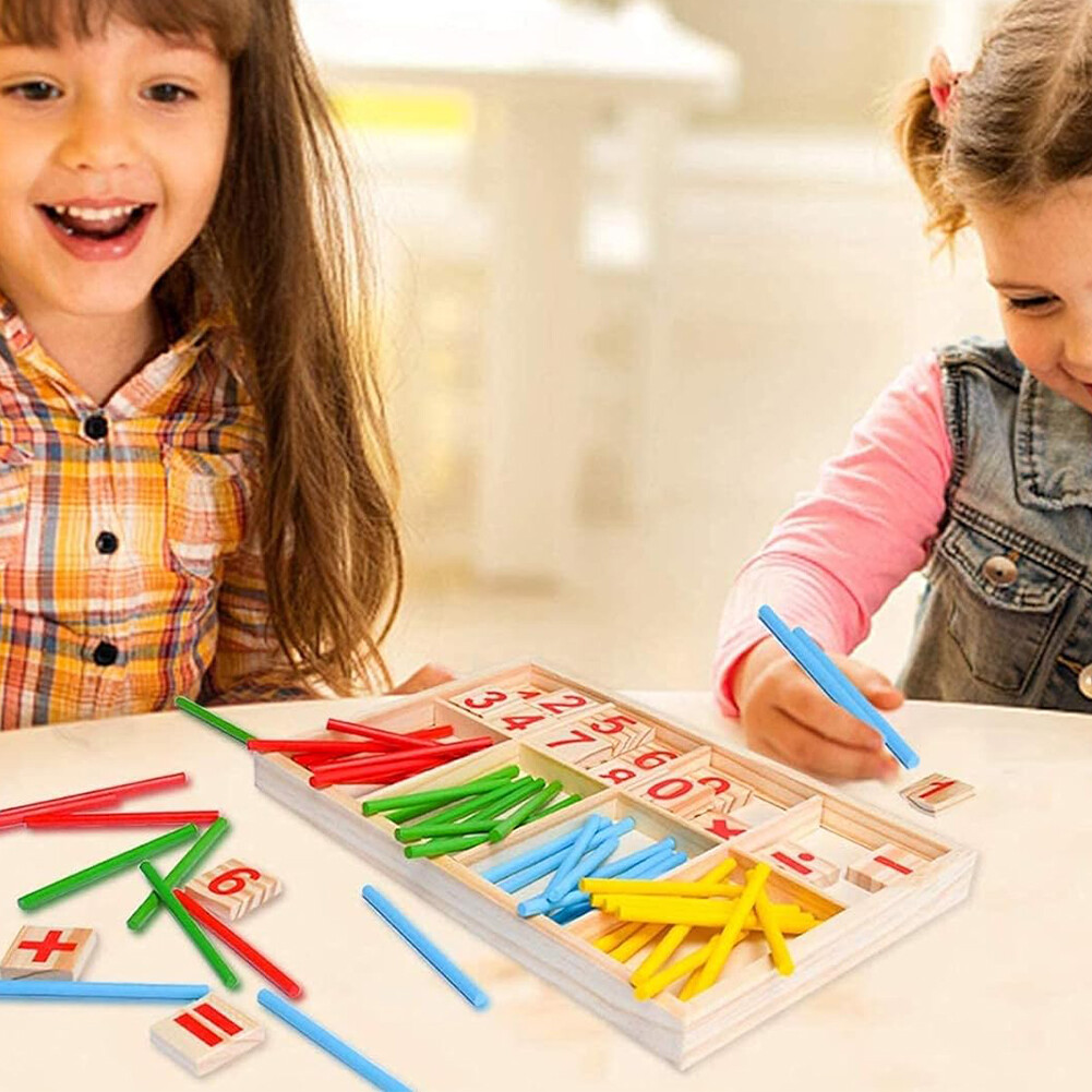 Wooden Counting Sticks Funny Number Cards and Counting Rods for ...
