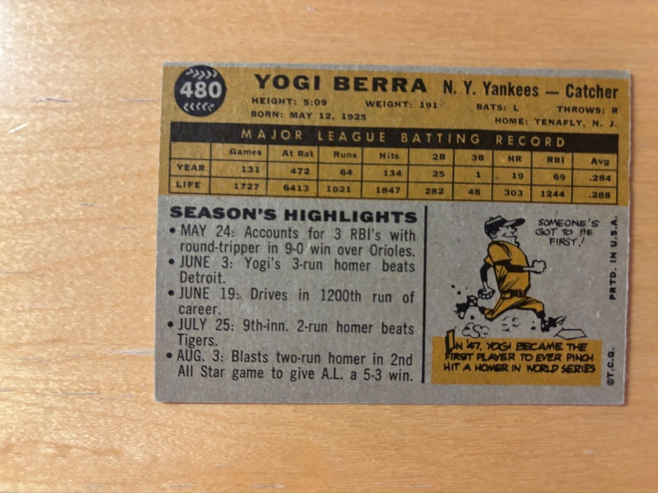 1960 Topps Yogi Berra #480 EX nice card | eBay