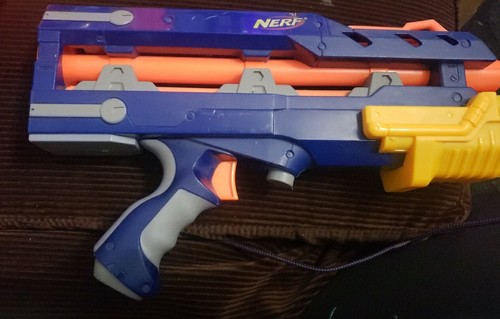 NERF Longshot CS-6 Front Barrel Blaster Blue Tested & Works | eBay
