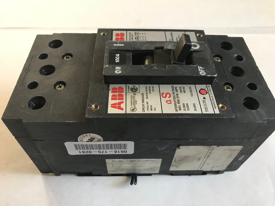 ABB CU7AL 75C,ABB ES,RS-9743,2POLE CIRCUIT BREAKER 100A,TE2060,TE3060 ...