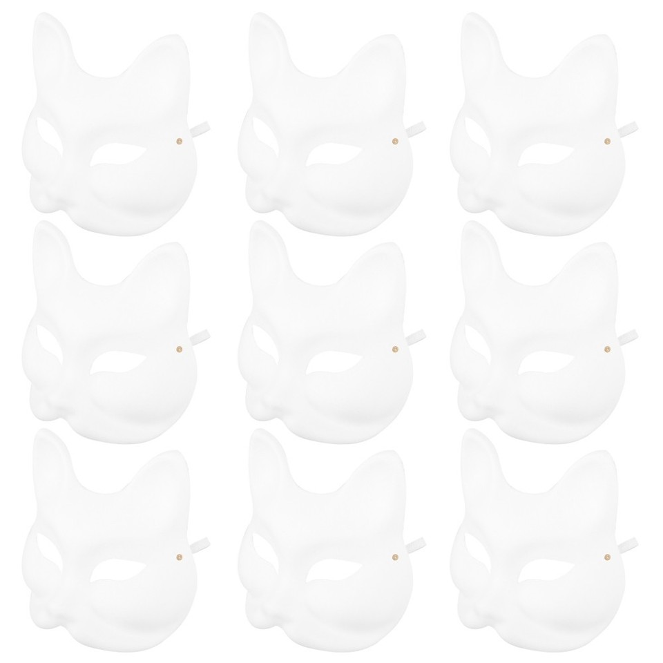 10pcs Halloween Fox Mask Blank Masquerade Cosplay Paintable Blank Dress ...