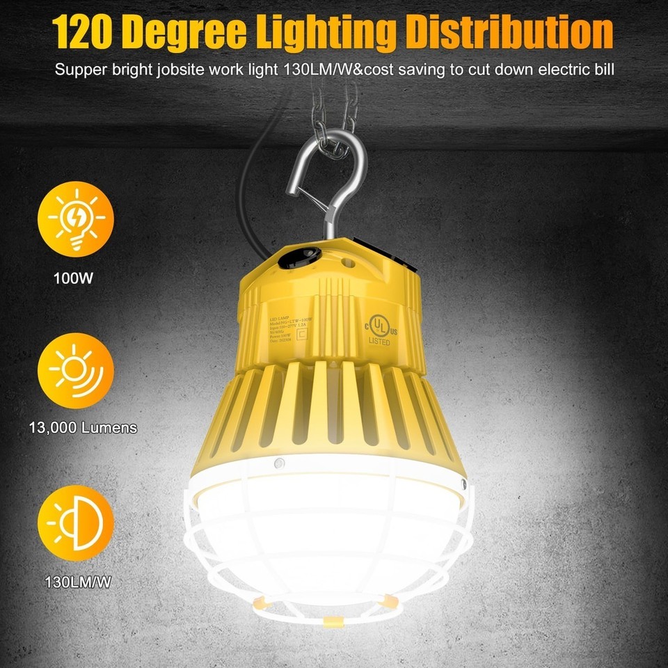 100Watt LED Temporary Work Light Linkable Construction Tunnel Warehouse ...