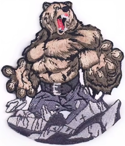 Bear with muscles embroidered Iron on patch | eBay