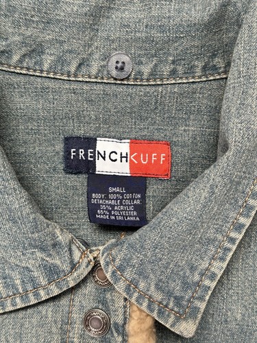 French Cuff Womens Denim Jacket Size Small Cotton Faux Fur Trim Snap ...