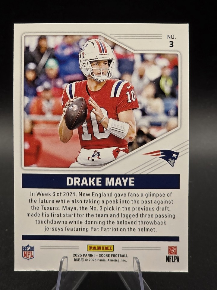 2025 Score - Throwbacks Drake Maye #3 Gold "Score" Stamp | eBay