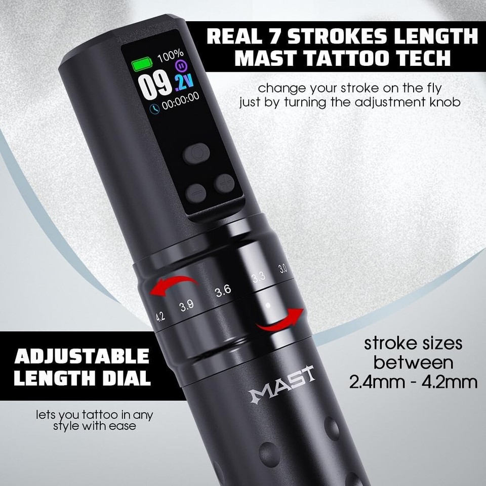 Mast Fold 2 PRO Wireless Tattoo Gun Machine 7 Strokes Rotary Pen 2 ...