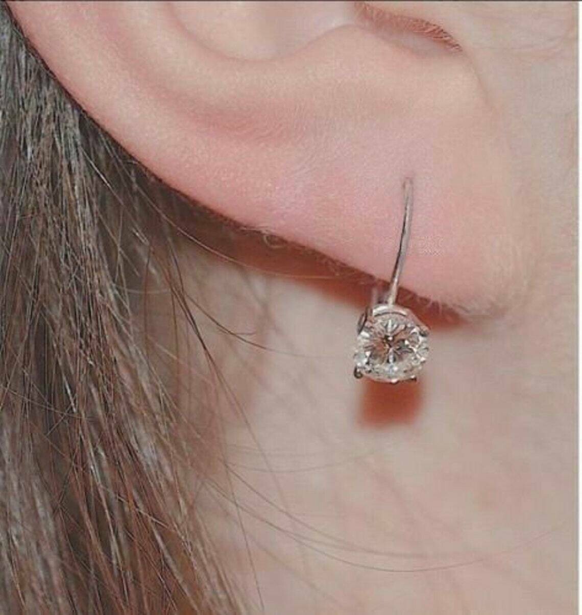 Drop & Dangle Earrings 2.00 Ct Round Cut Simulated Diamond 925 Sterling ...