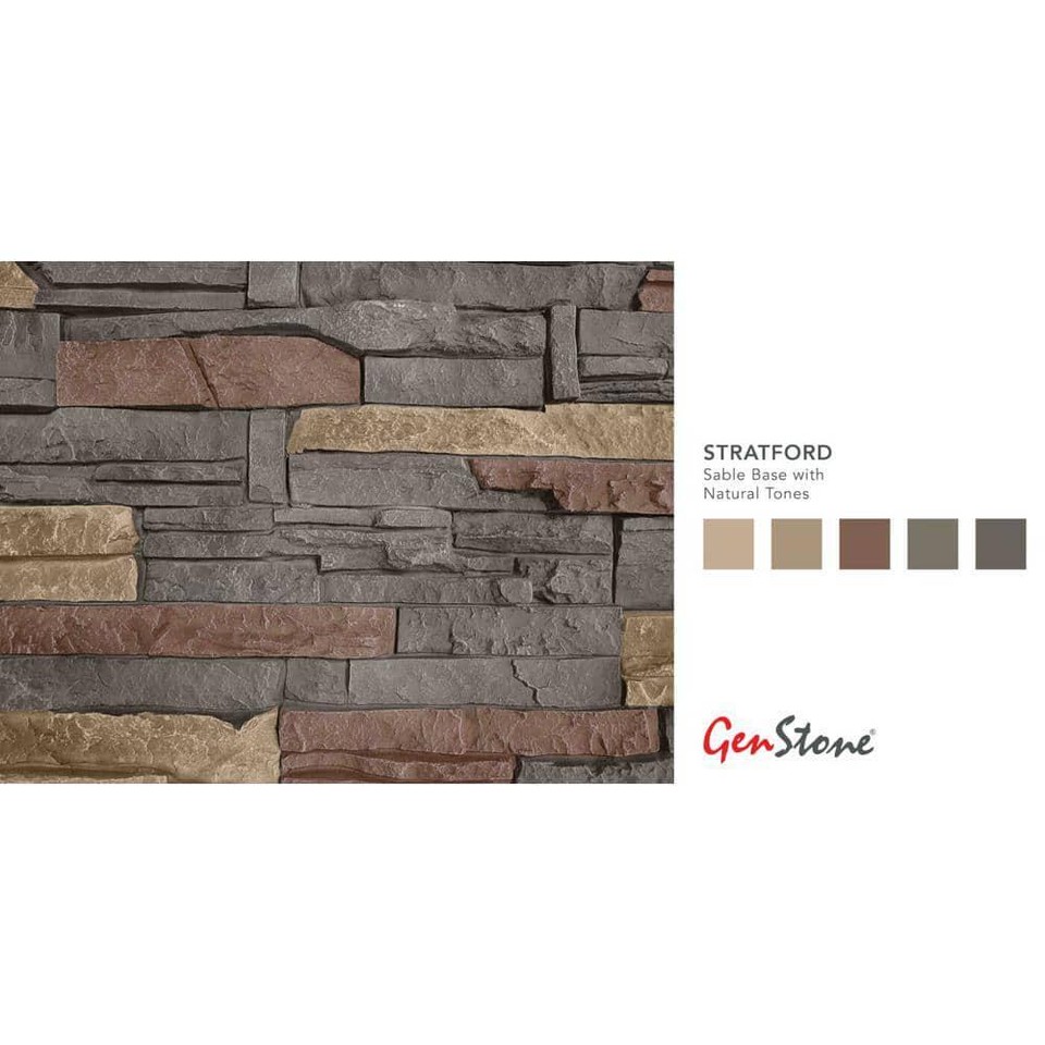 GenStone Faux Stone Siding Panel 12"H x 42"W Composite Stacked Stone ...