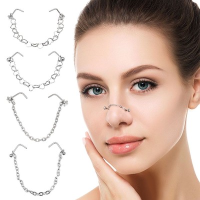 Nostril No Piercing None Pierced Nose Clip Nose Ring Nose Chain Fake ...