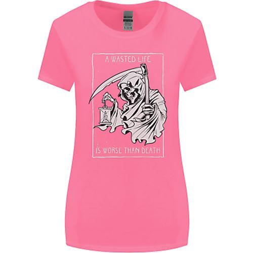 Wasted Life Grim Reaper Gothic Biker Skull Womens Wider Cut T-Shirt | eBay