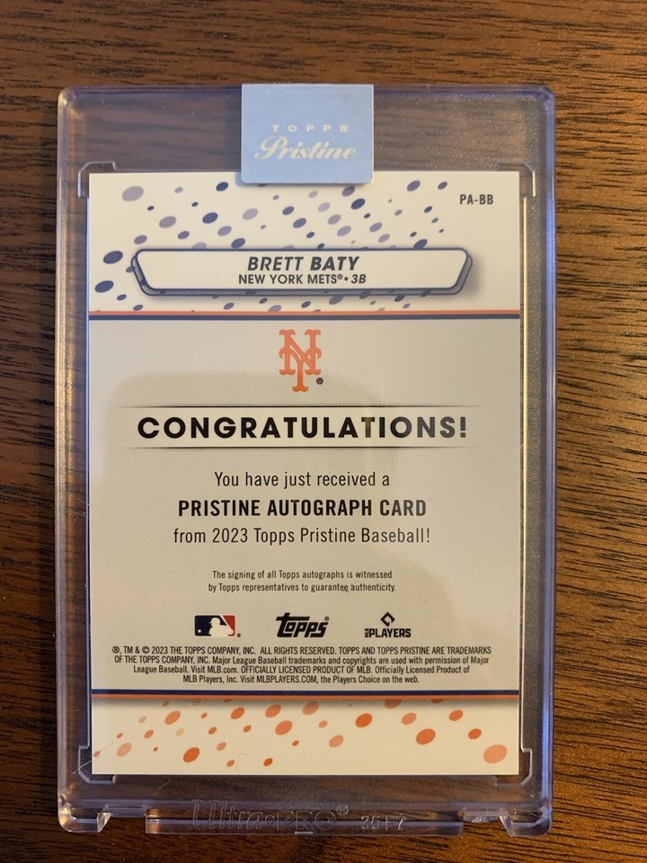 2023 Topps Pristine - Pristine Autographs #PA-BB Brett Baty (AU, RC ...