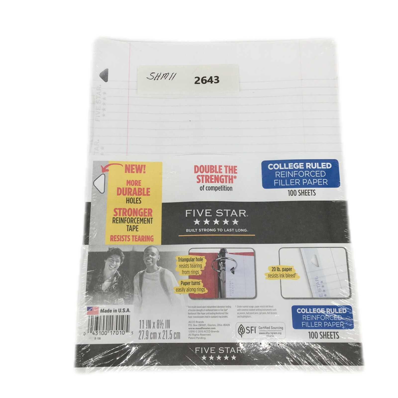 Five Star Reinforced Graph Filler Paper 11 x 8 1/2 Filler Paper 100 ...