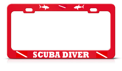 SCUBA DIVER License Plate Frame LOVE HEART SCUBA DIVING RED Tag Border ...