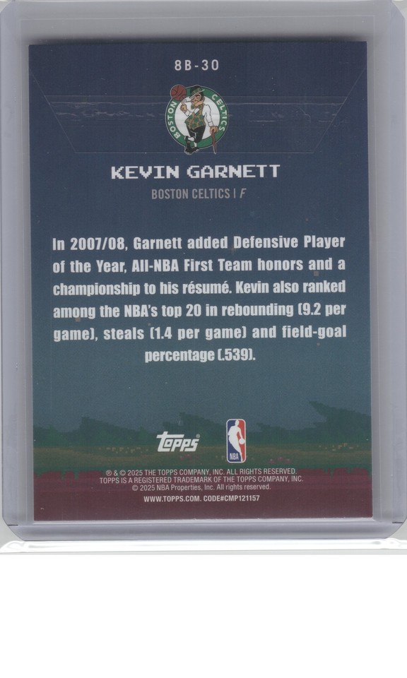 2025-26 Topps #8B-30 Kevin Garnett 8-Bit Ballers Sand Glitter B3R3C69 ...